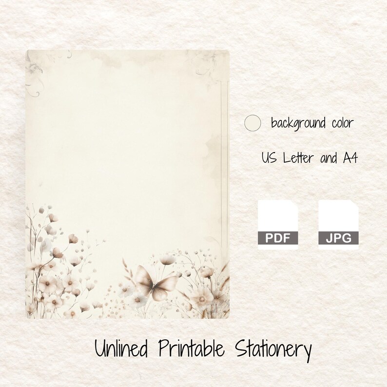 Wildflowers Printable Letter Paper | Vintage Floral Stationery | Lined ...