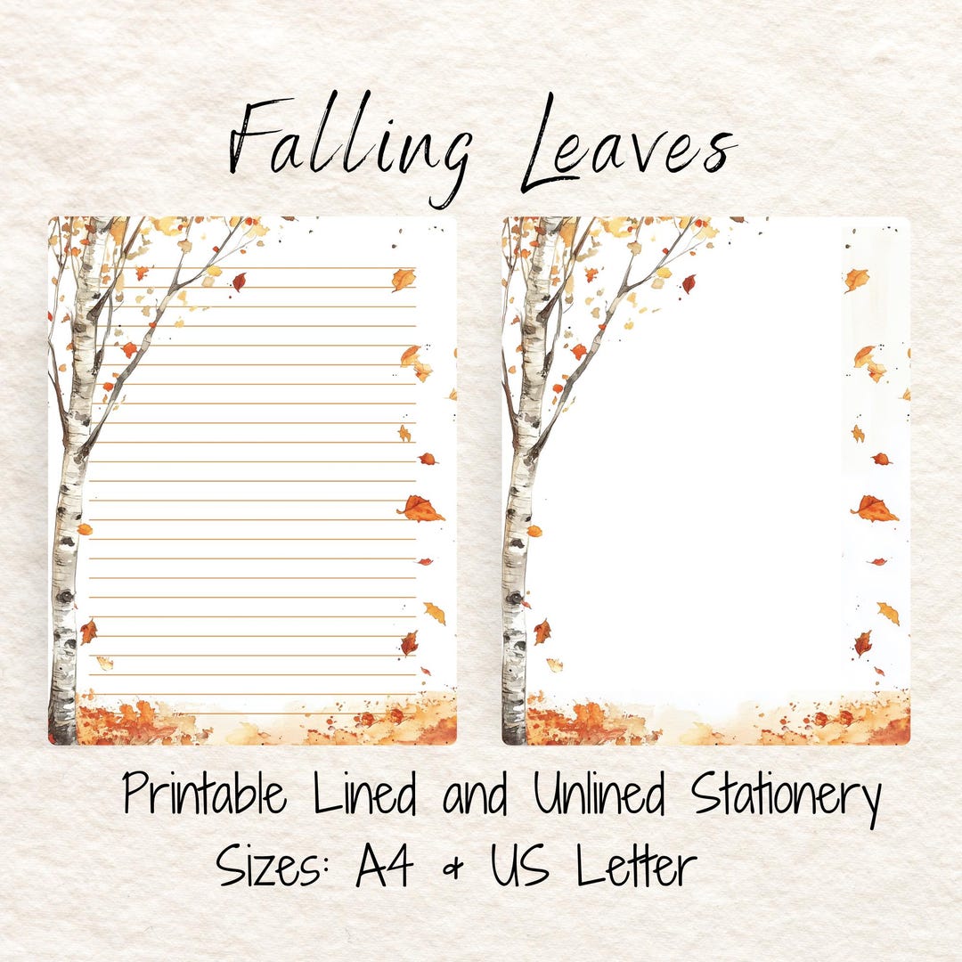 Autumn Letter Paper | Printable Fall Woodland Stationery Set | Lined ...