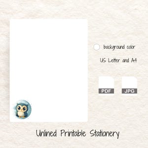 Printable Owl Stationery: Lined & Unlined Writing Paper (digital ...