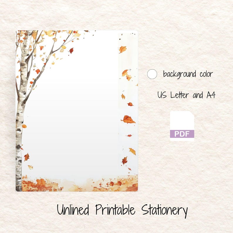 Autumn Letter Paper | Printable Woodland Stationery Set | Lined Writing ...