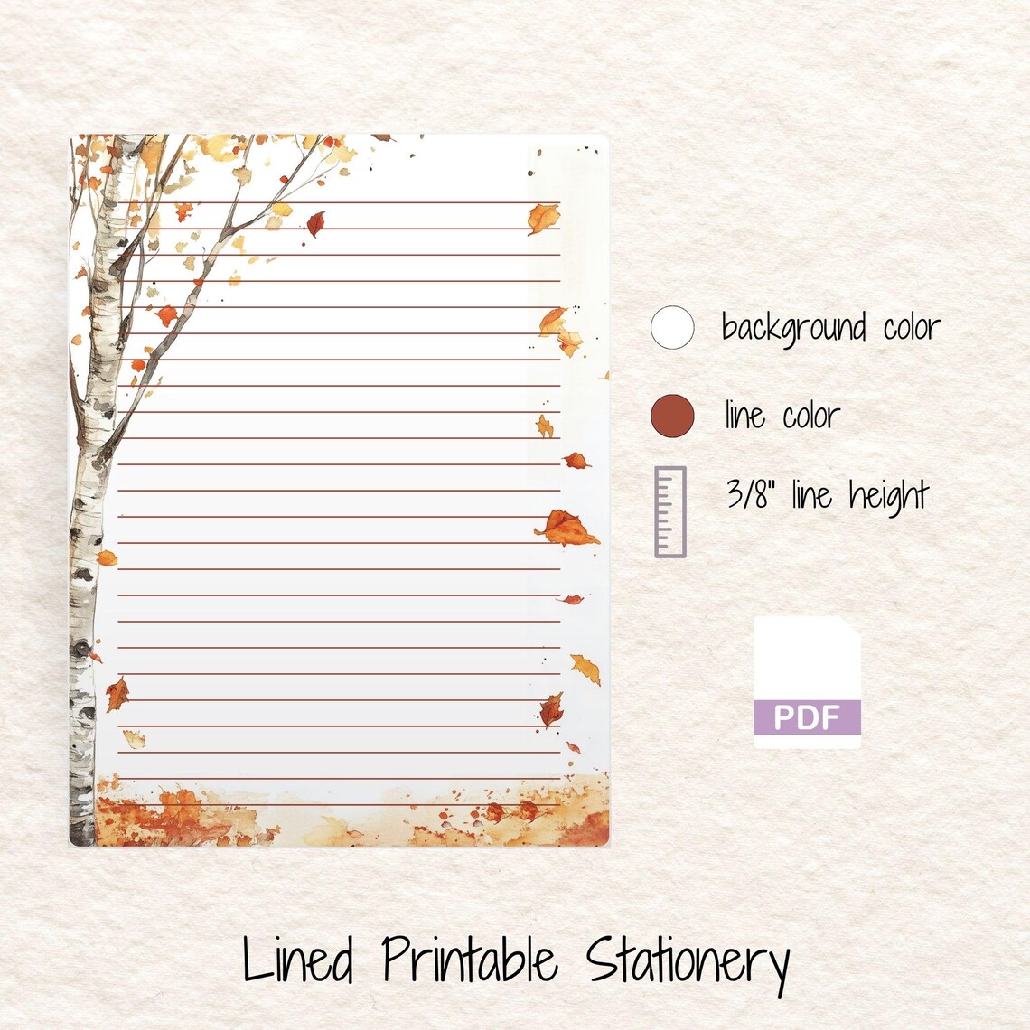 Autumn Letter Paper | Printable Woodland Stationery Set | Lined Writing ...