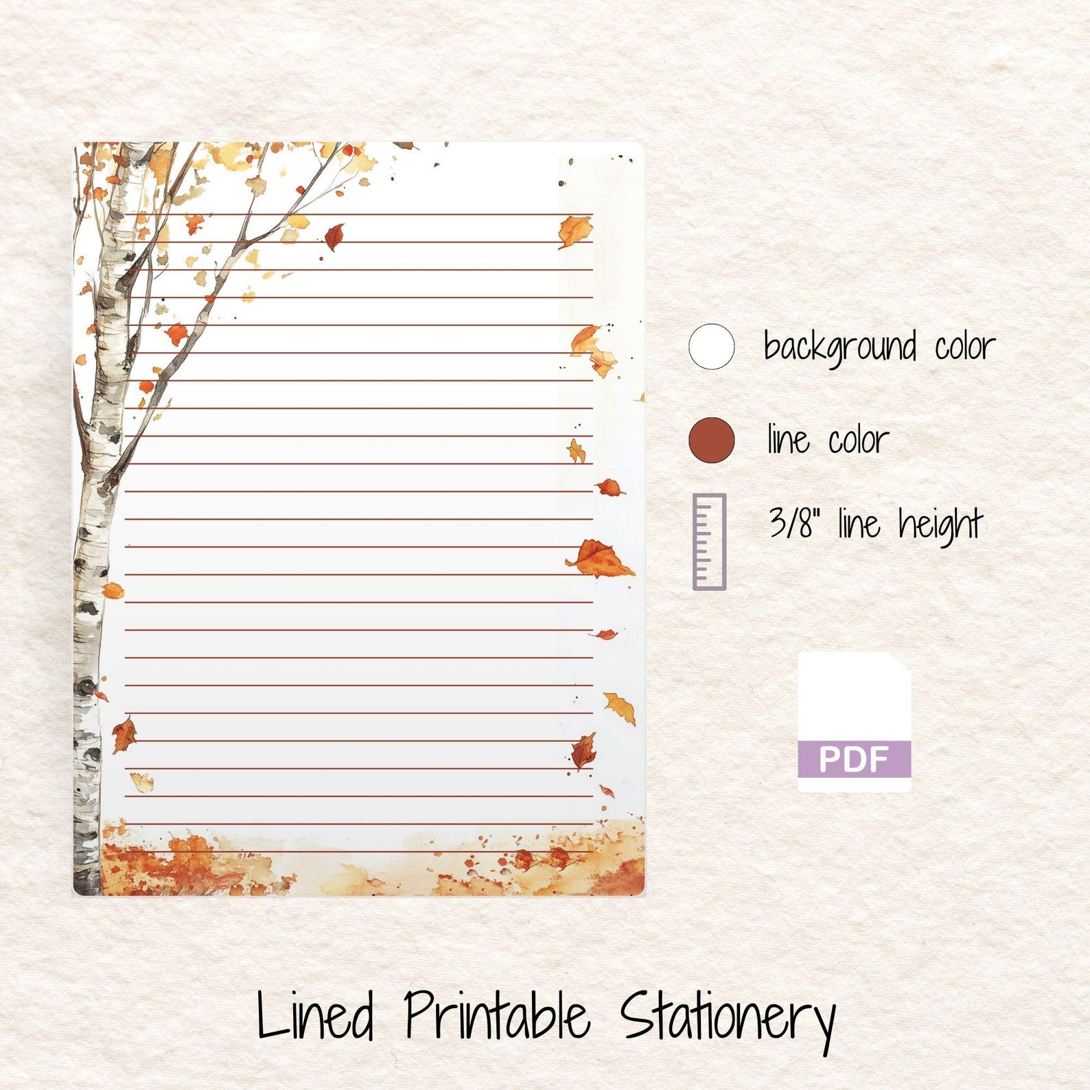 Autumn Letter Paper | Printable Woodland Stationery Set | Lined Writing ...