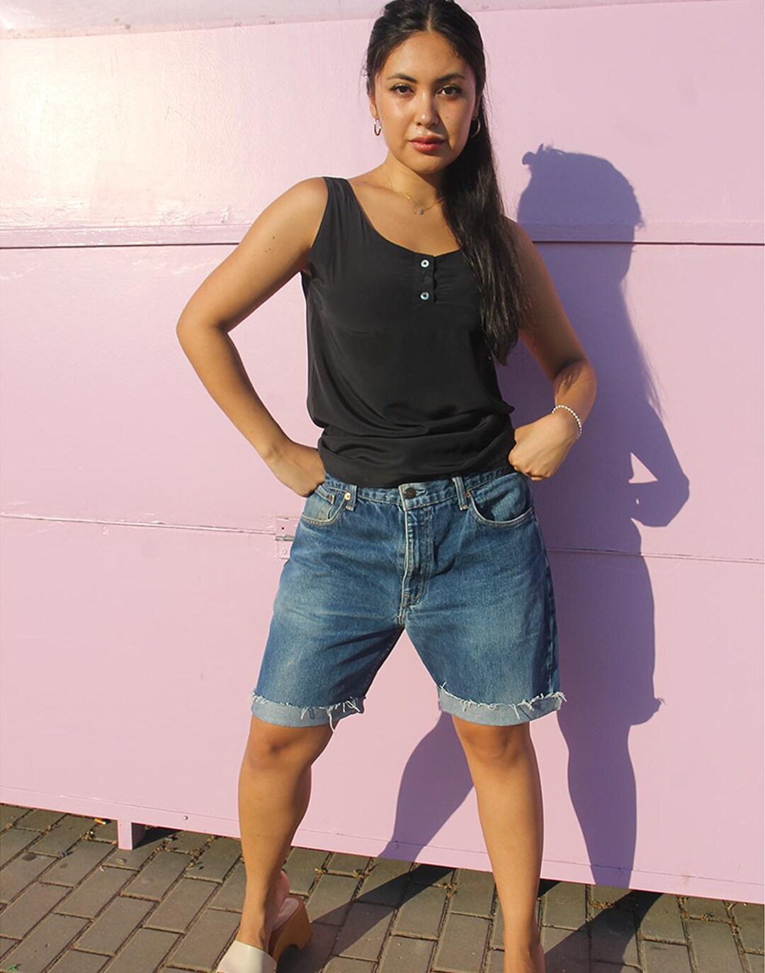 Vintage Levi’s 581 Long Jean Shorts – High Rise Blue Denim – Unisex ...