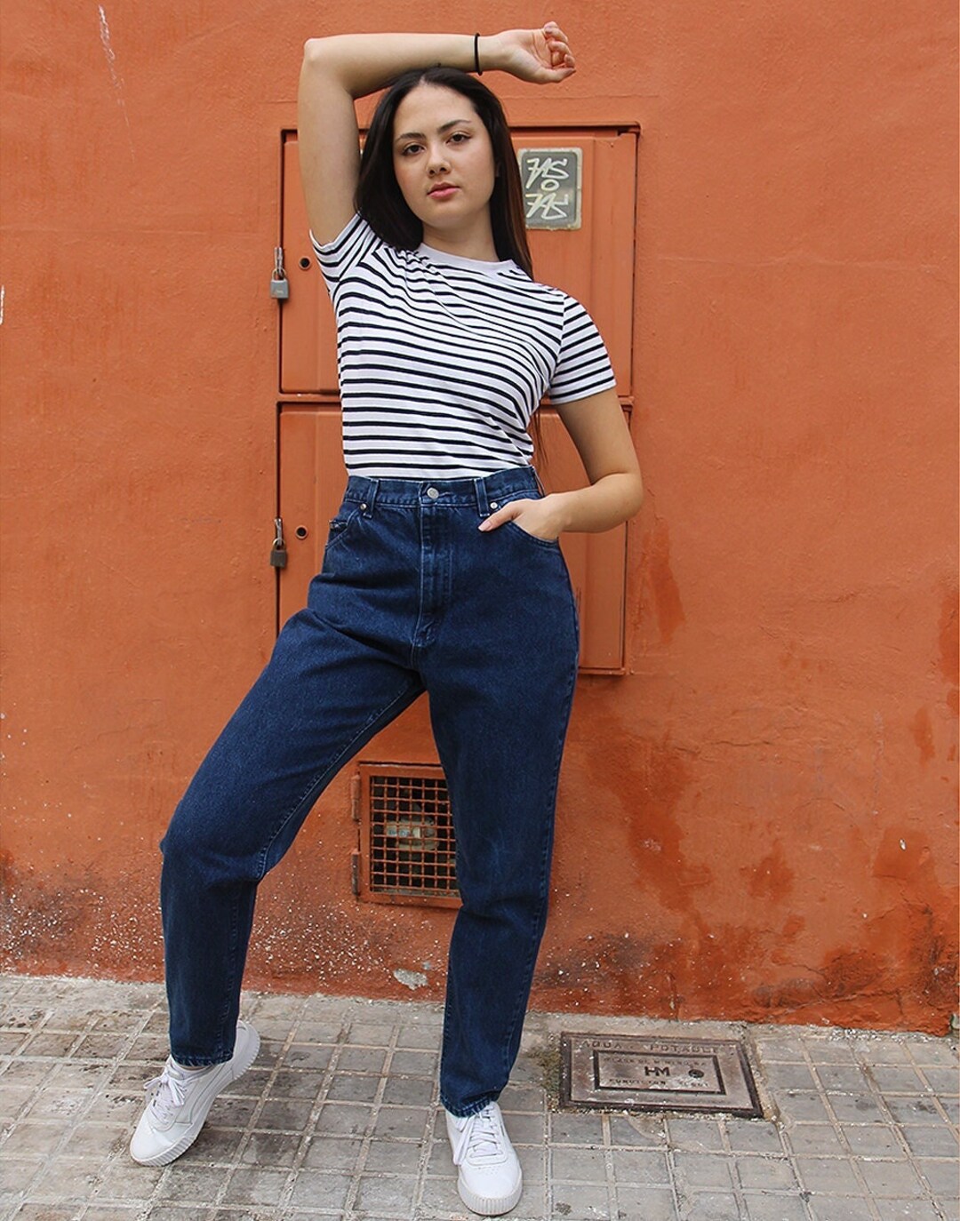 High Rise Lee Jeans in Blue - Etsy