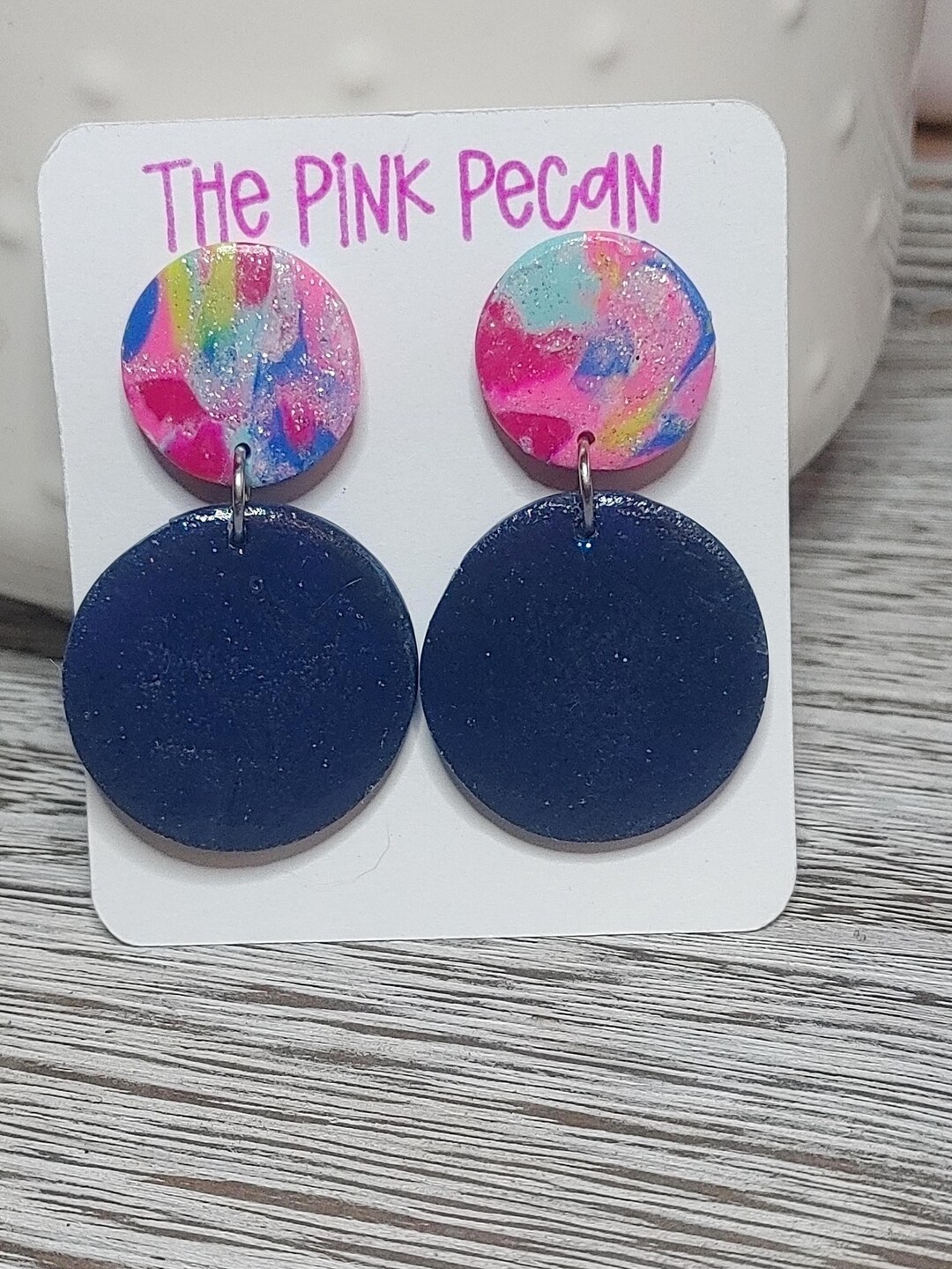 Glitter and Marble Shiny Clay Statement Earrings - Etsy