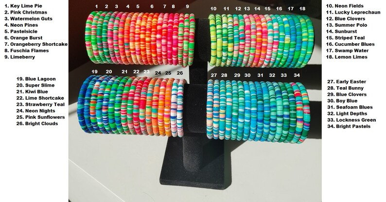 Bright Colorful Heishi Bracelet Assorted Colors Clay Disc Bead ...