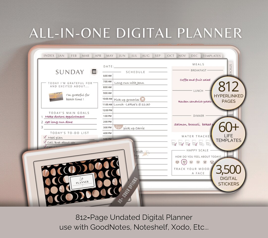 IPad Tablet and Phone Planner Digital Planner Undated Daily Weekly ...