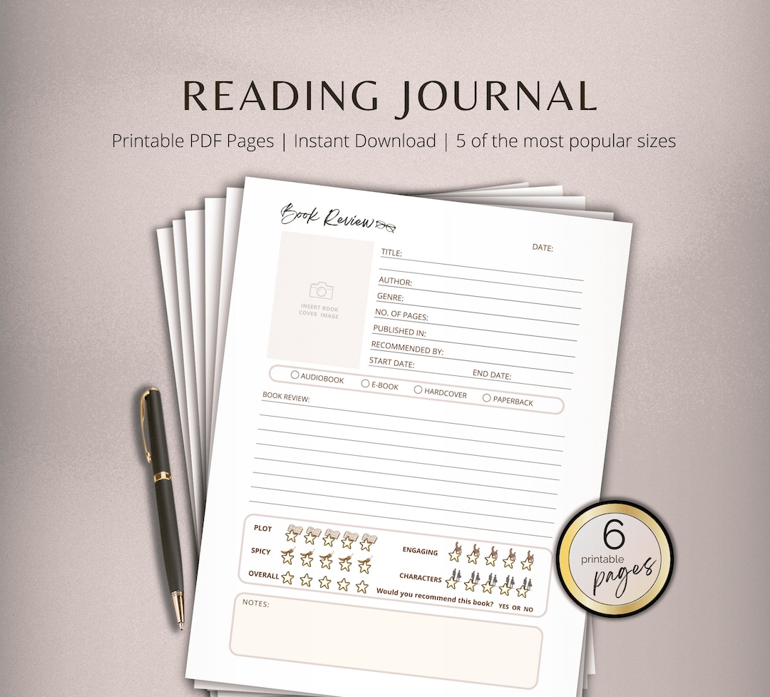 Reading Journal Book Tracker Printable Planner, Book Reviews, Daily ...