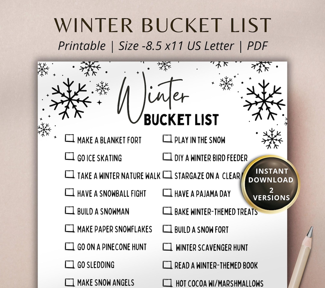 Kids Winter Bucket List Printable: Family Activity Planner (digital ...