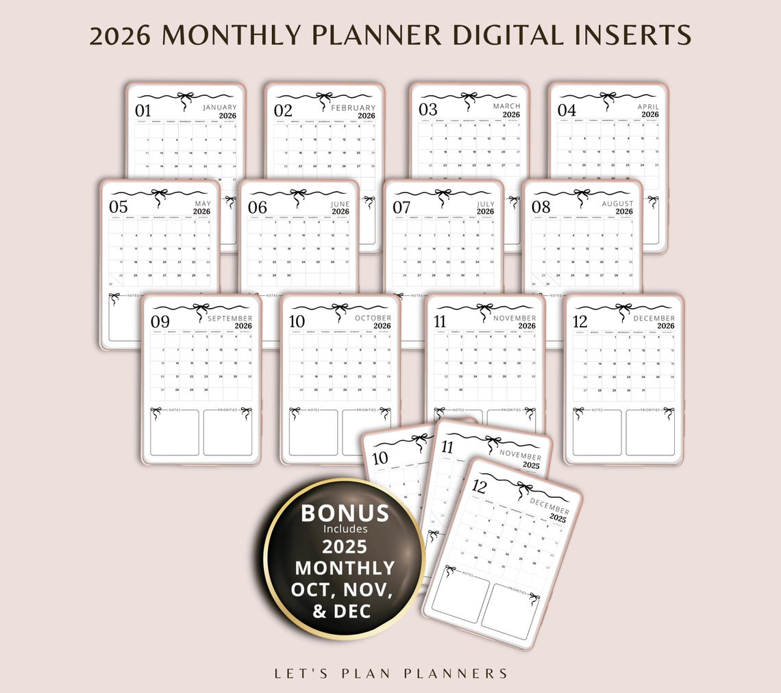 2025-2026 Monthly Planner Digital Insert: Goodnotes iPad Template (PNG ...