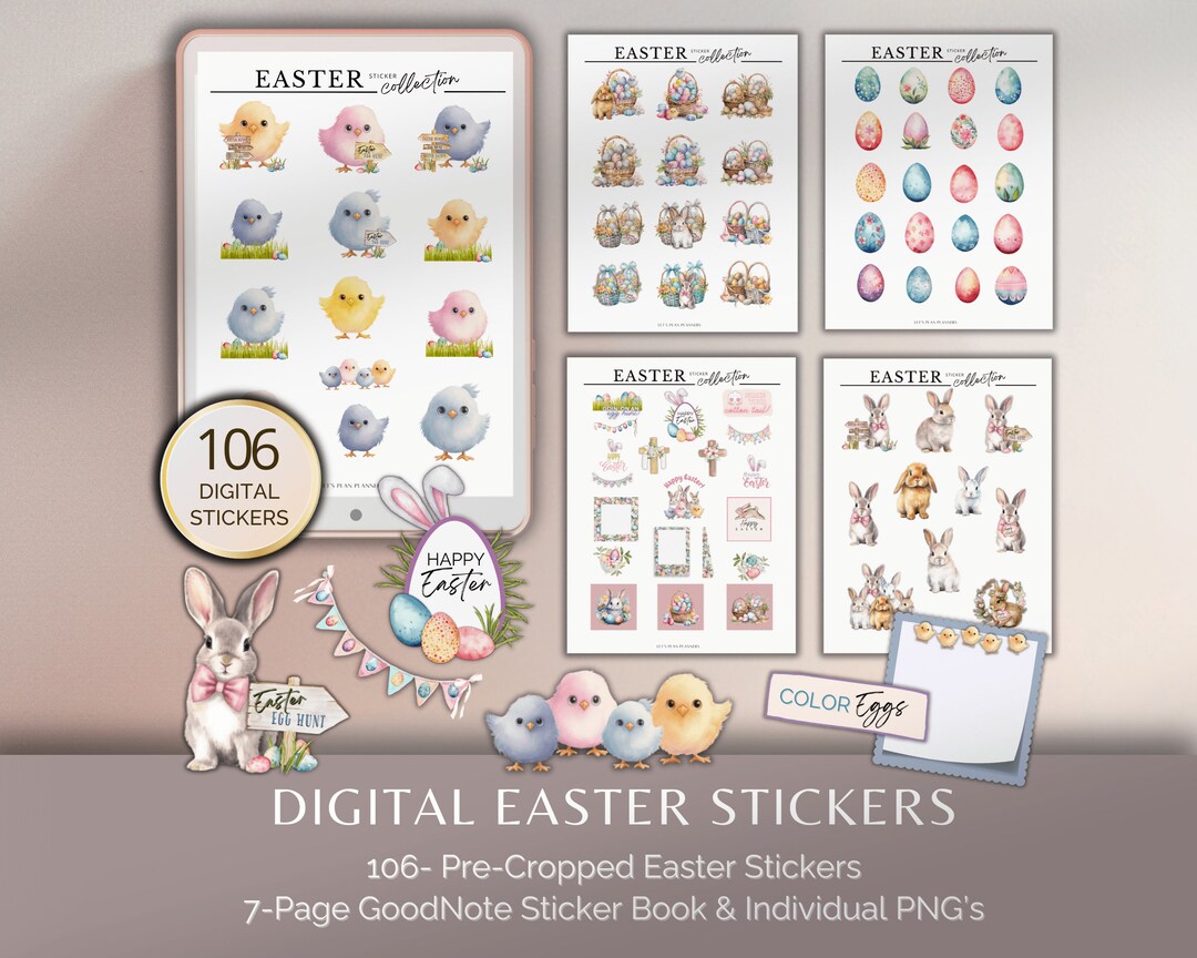 Easter Stickers Digital Planner Goodnote Stickers Spring Bunnies Chicks ...