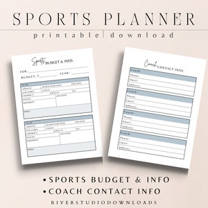 Sports Planner Printable Planner Planner Inserts Team Sports Mom ...