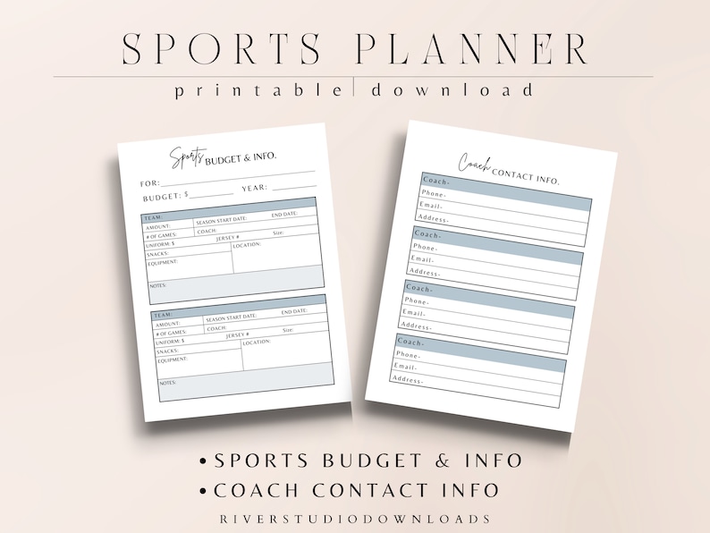 Sports Planner Printable Planner Planner Inserts Team - Etsy
