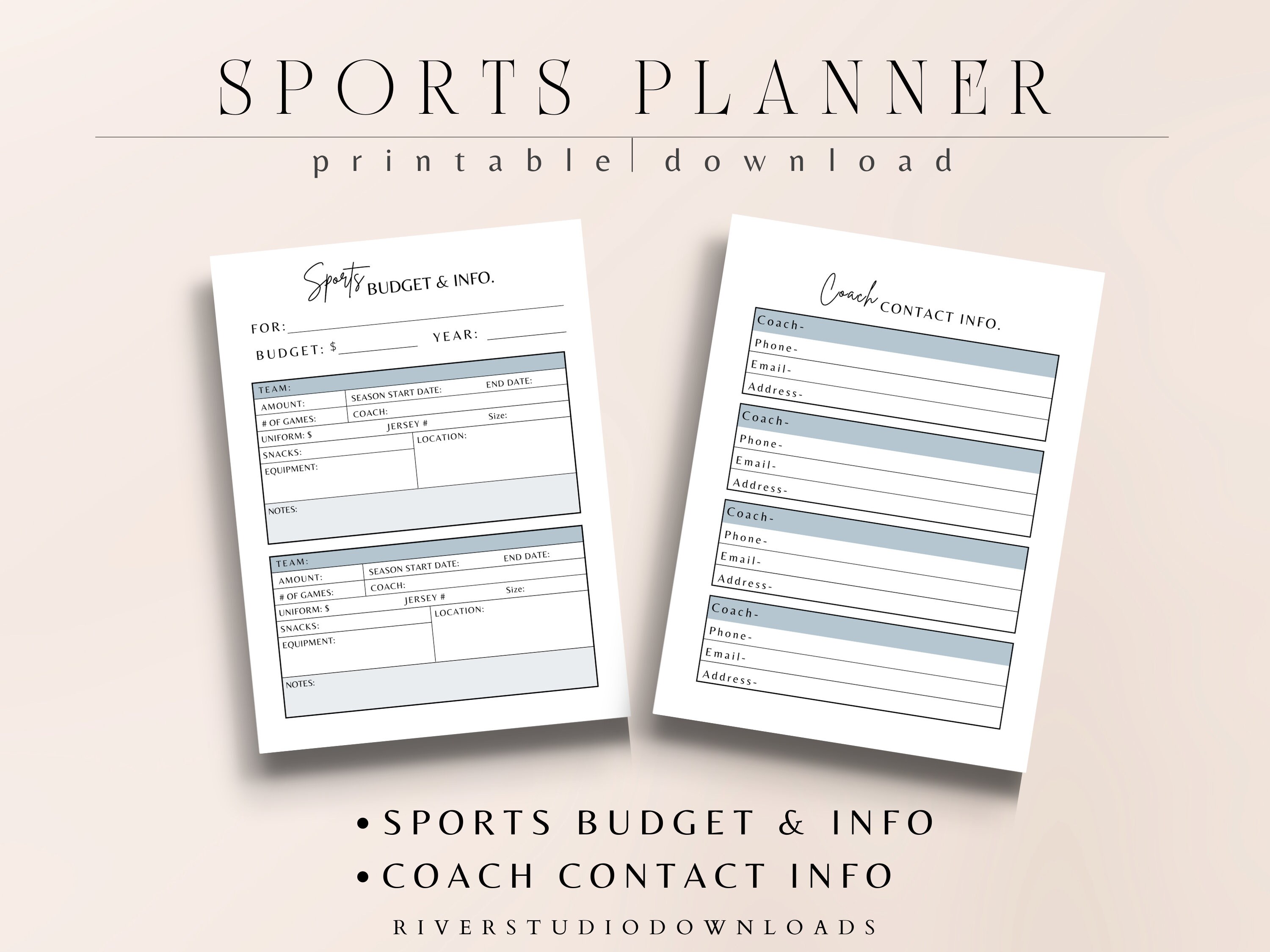 Sports Planner Printable Planner Planner Inserts Team - Etsy