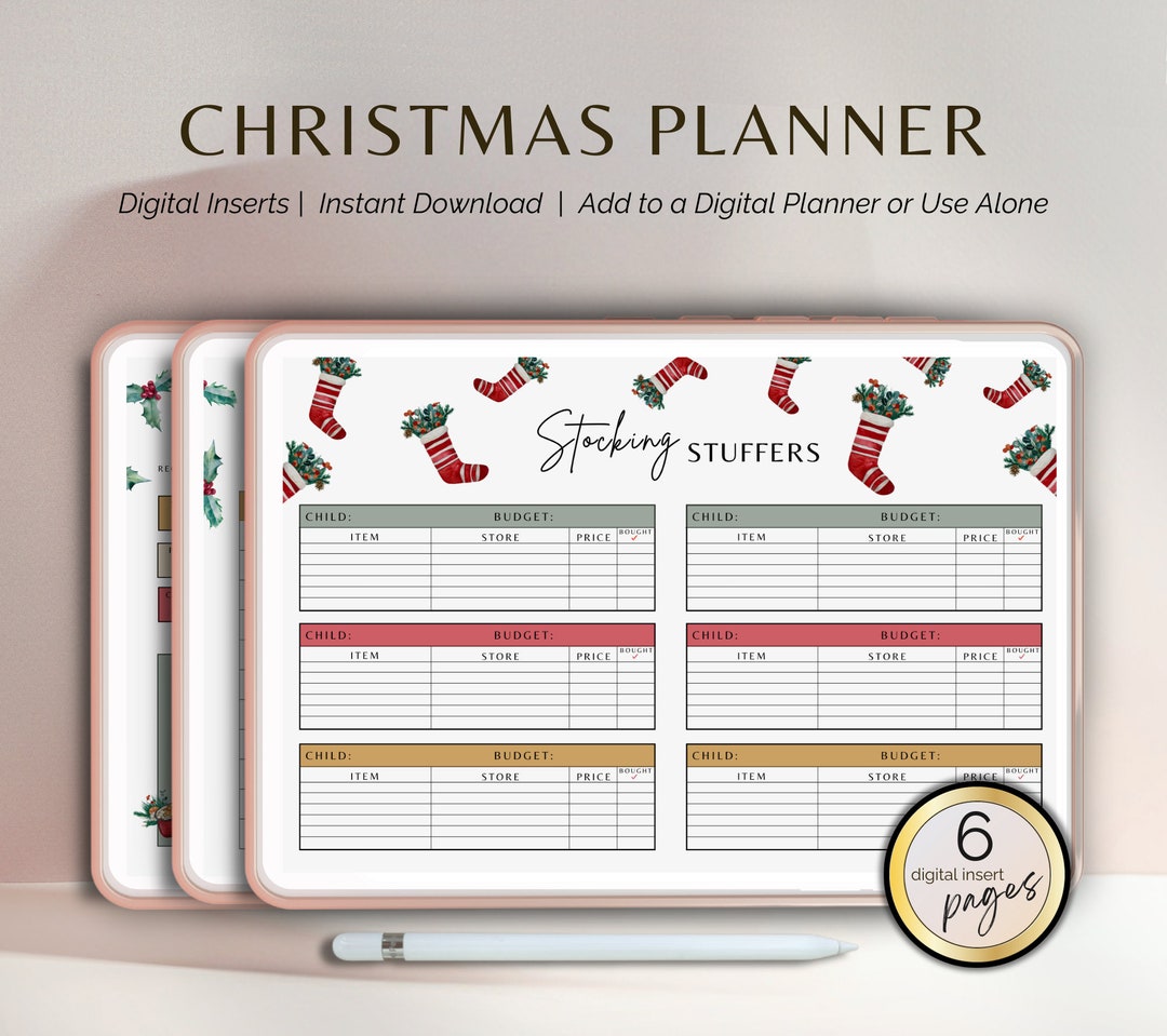 CHRISTMAS PLANNER, Holiday Planner, Digital Page Inserts, iPad Planner ...