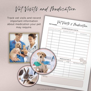 Pet Planner Printables Pet Care Inserts Medical Tracker Pet Health ...