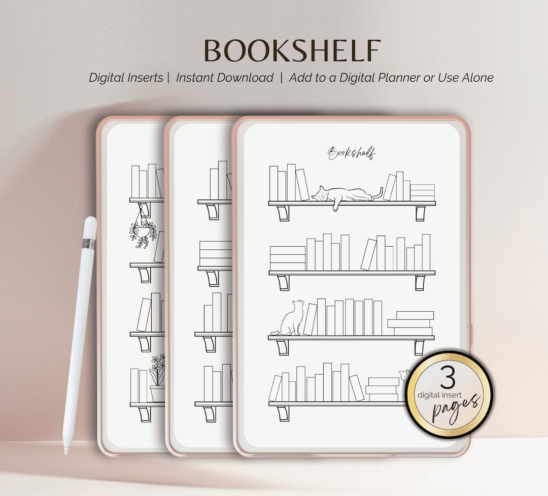 Bookshelf Digital Planner Book Tracker Reading Log Planner Books to ...