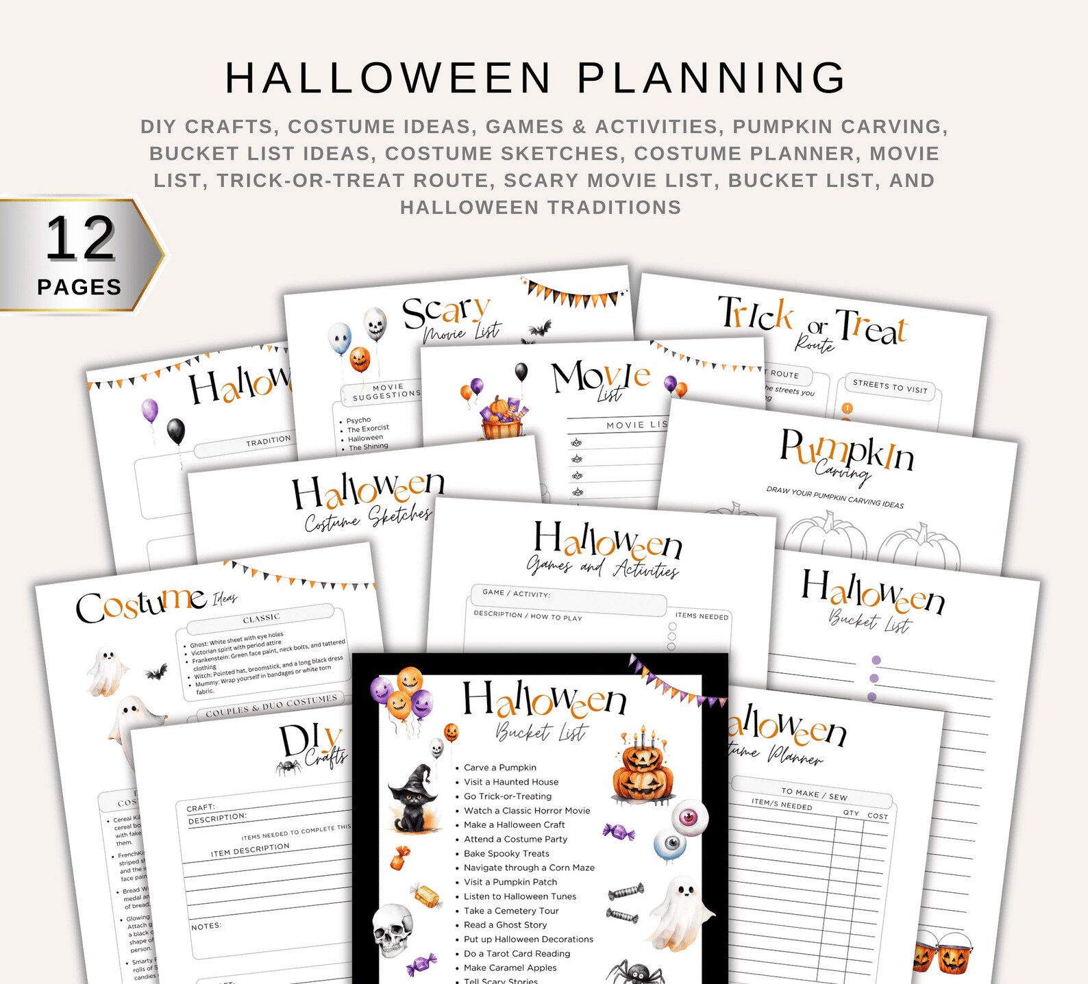 Halloween Planner Printable, Halloween Party Organizer, Costumes and ...