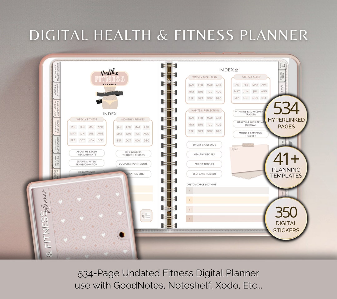 Digital Health & Fitness Planner Digital Planner Workout Fitness ...