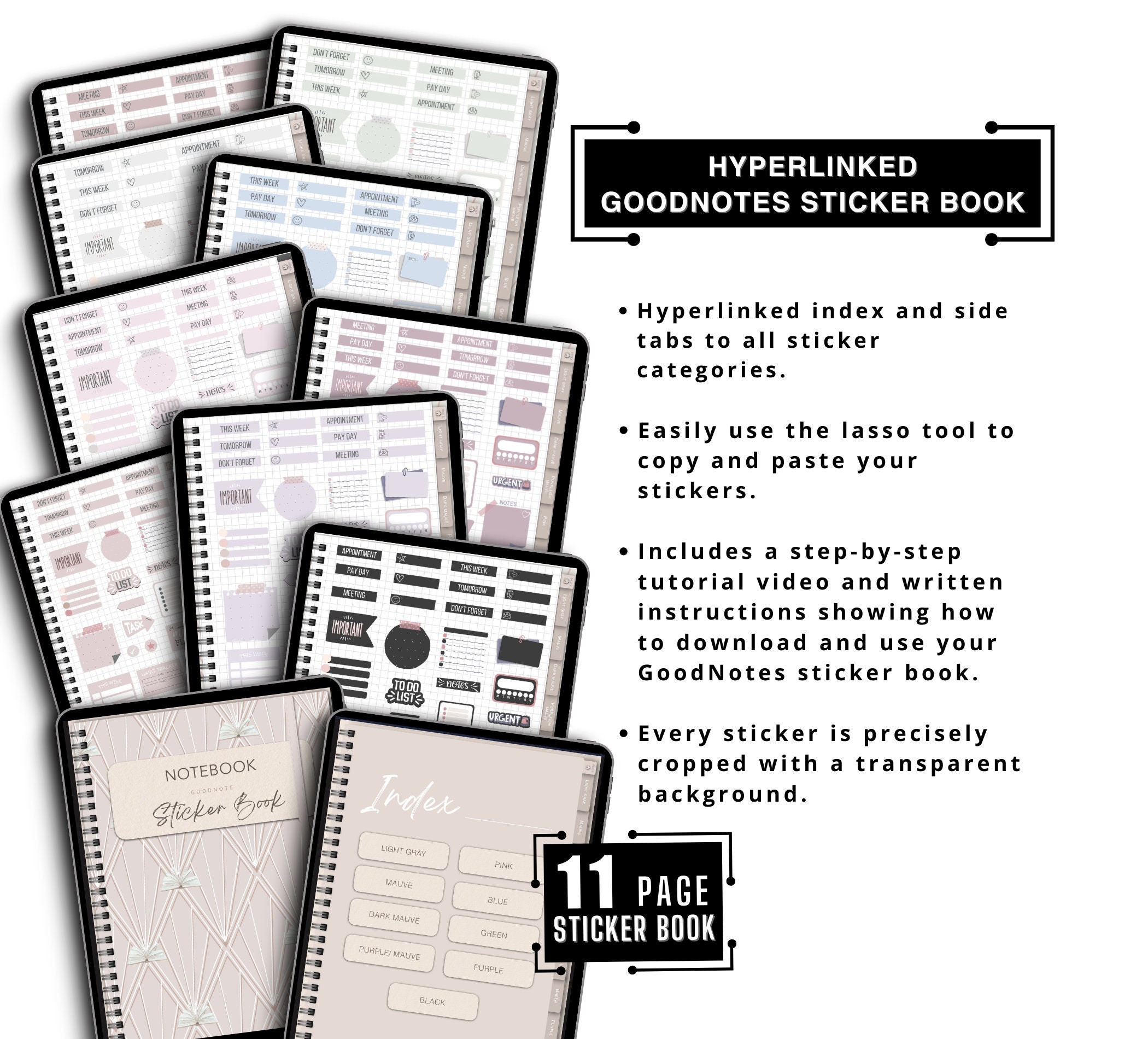 Digital Sticker Set Digital Planner Stickers W/ Goodnote Sticker Book ...