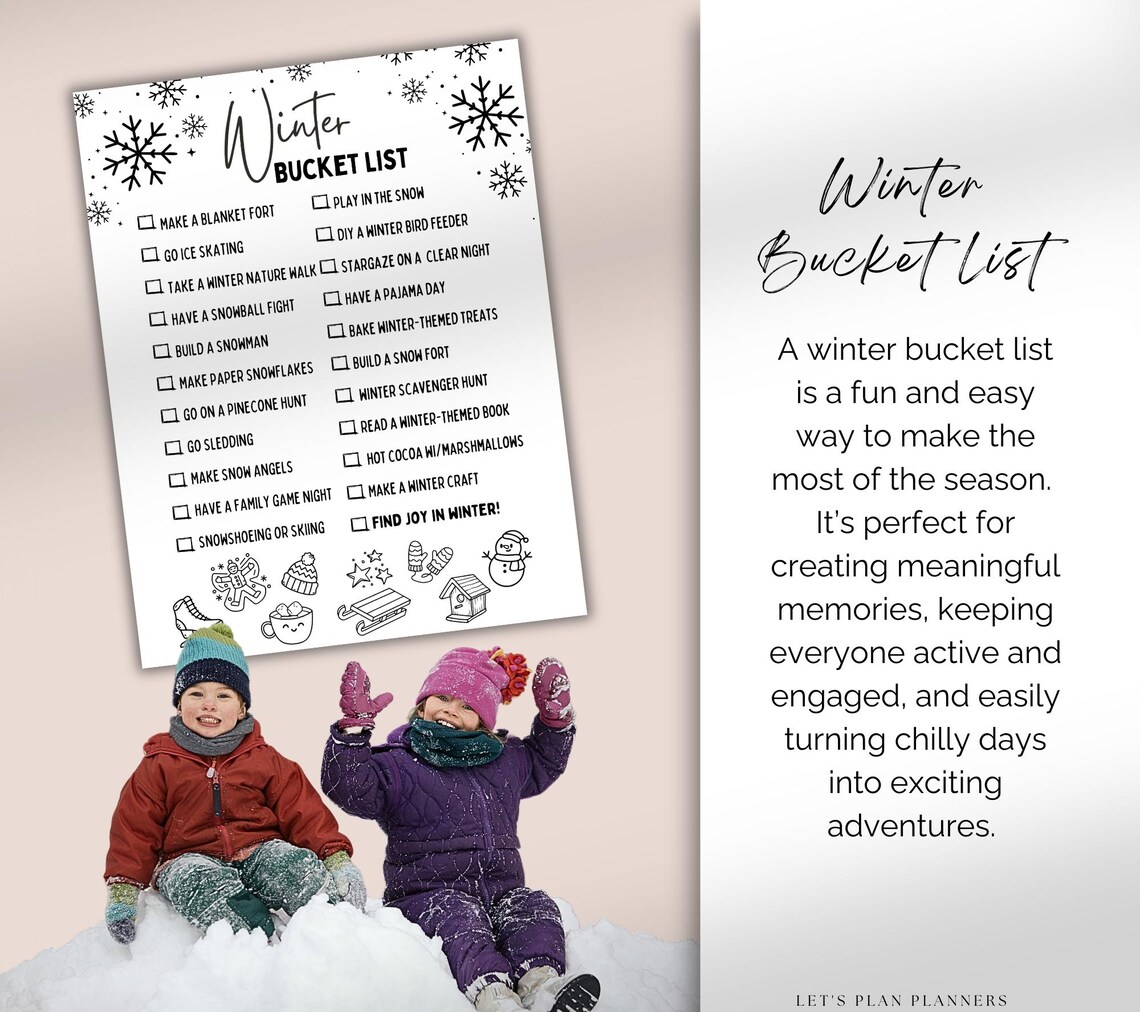 Kids Winter Bucket List Printable: Family Activity Planner (digital ...