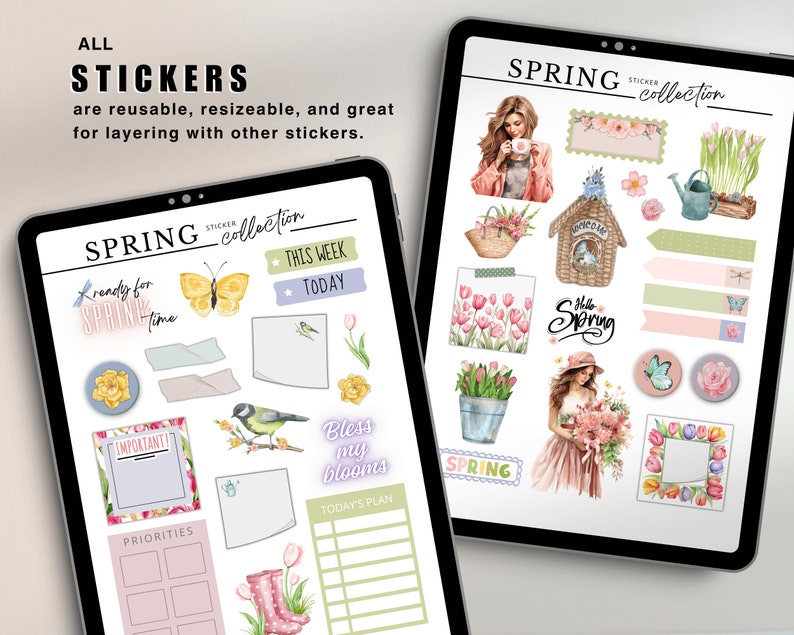 Spring Stickers Digital Planner Spring Season Goodnote Ipad/tablet ...