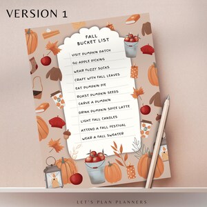 Fall Bucket List Printable: Autumn Activities Planner (8.5x11 US Letter ...