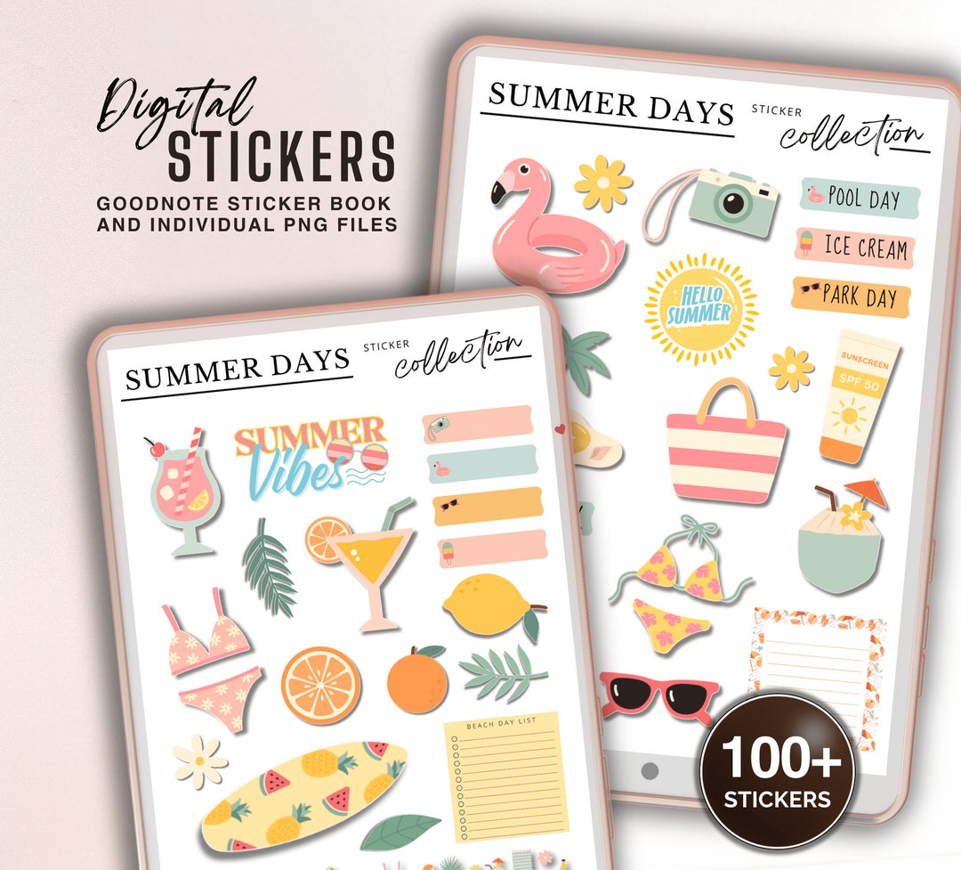 Digital Summer Sticker Set Goodnote Sticker Book & Individual PNG ...