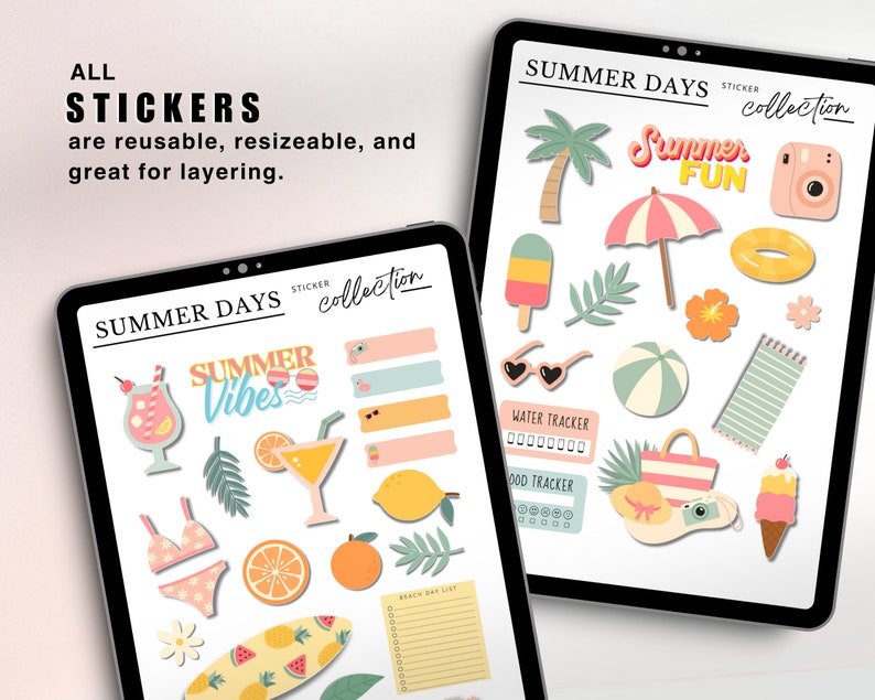 Summer Stickers Digital Sticker Set Goodnote Sticker Book & Individual ...