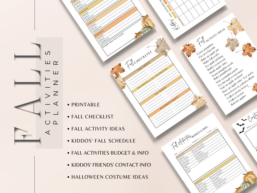 Fall Planner Printable Page Inserts Fall Check List Fall - Etsy