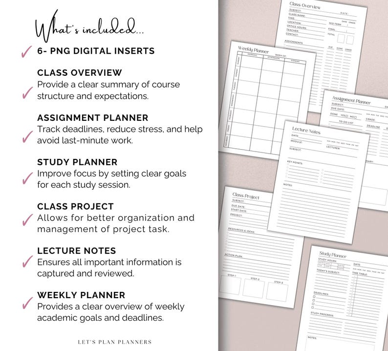 Student Planner Printable Academic Studies College & High School ...