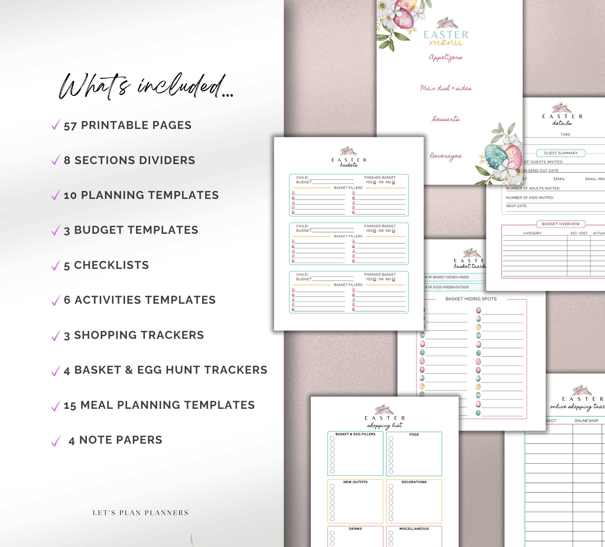 Easter Planner Printable Template, Basket & Egg Hunt Tracker, Party ...