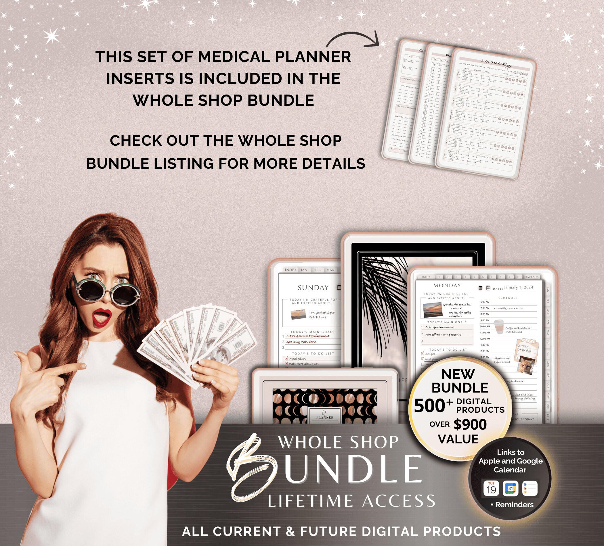 Medical Planner Digital Inserts Healthcare Digital Planner Blood Sugar ...