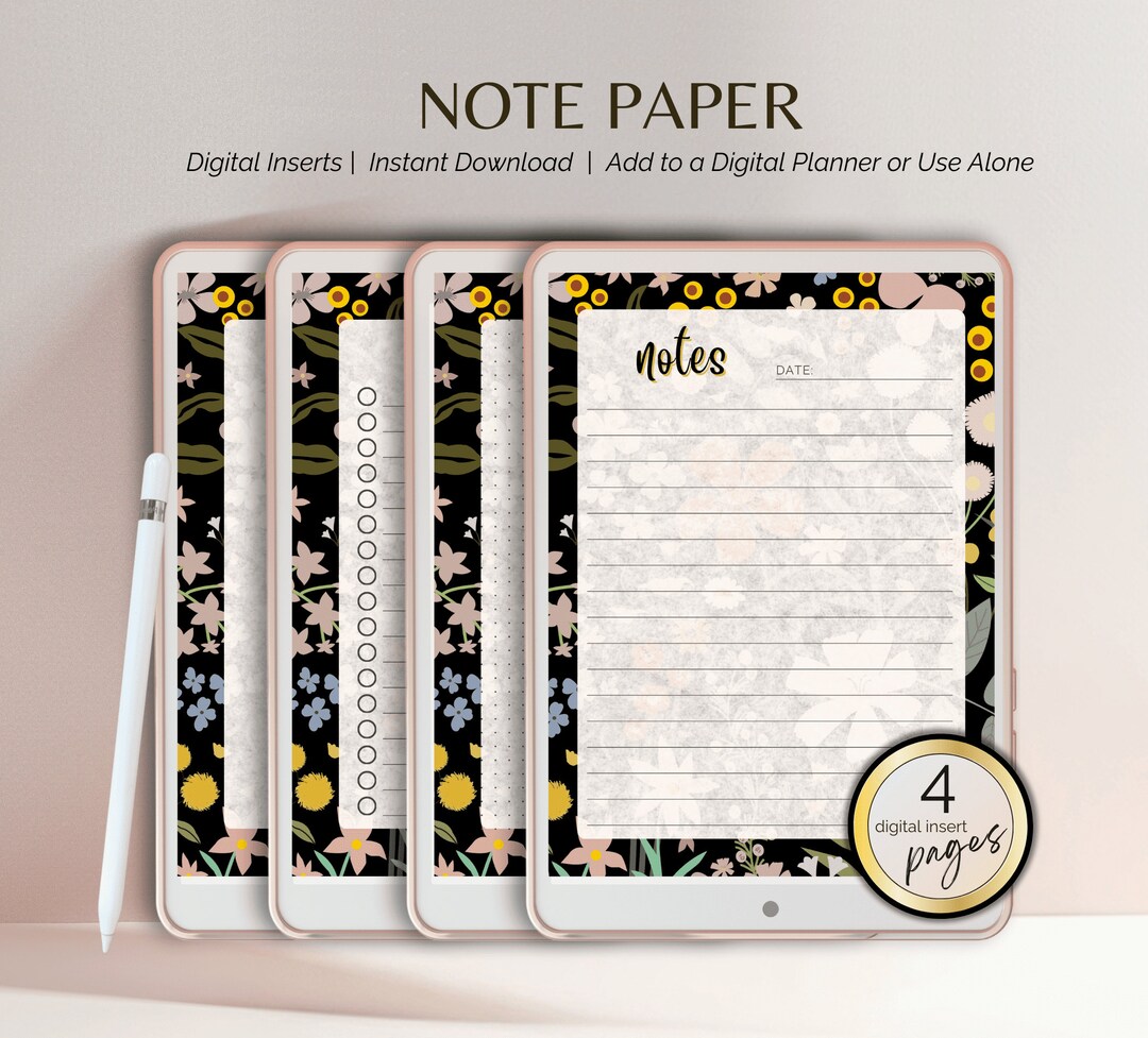Note Paper Digital Inserts Planner Page Template Lined Blank Dot Grid ...