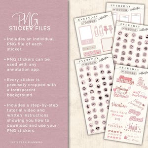 Digital Stickers Pink Everyday Goodnotes Sticker Sheets Individual PNG ...