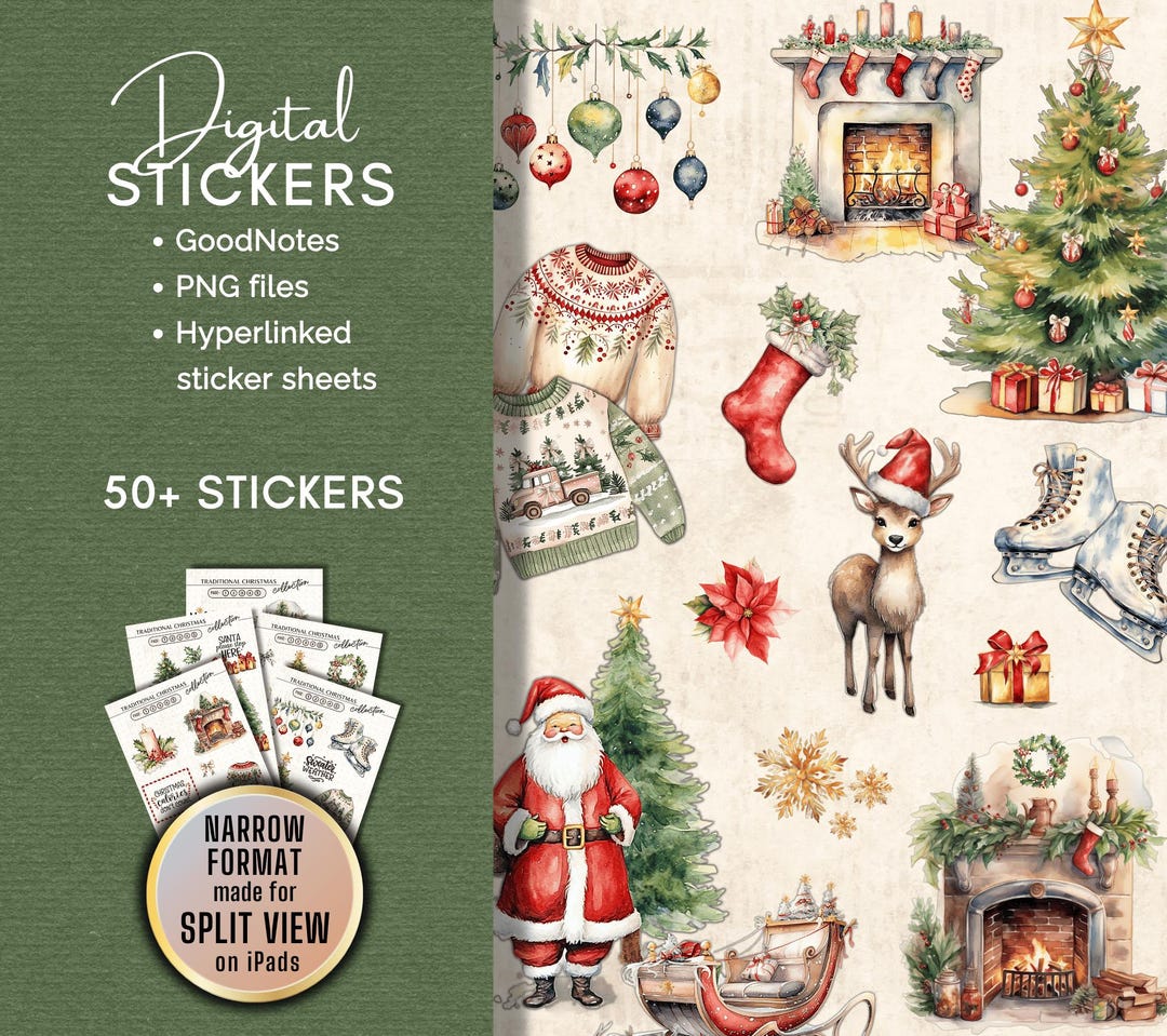 Christmas Stickers Digital Planner Goodnotes Sticker Book and PNG Files ...