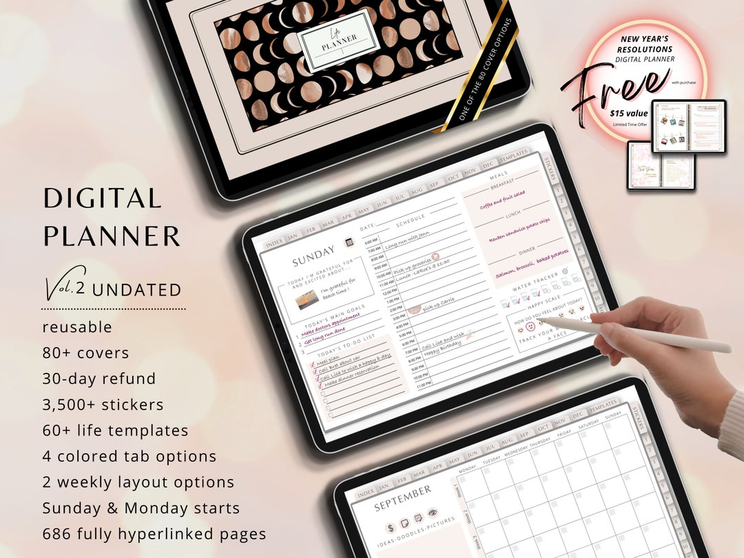 IPad Tablet and Phone Planner Digital Planner Undated - Etsy