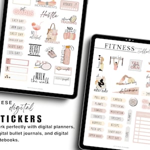 Digital Health and Fitness Stickers Digital Planner Stickers Exercise ...