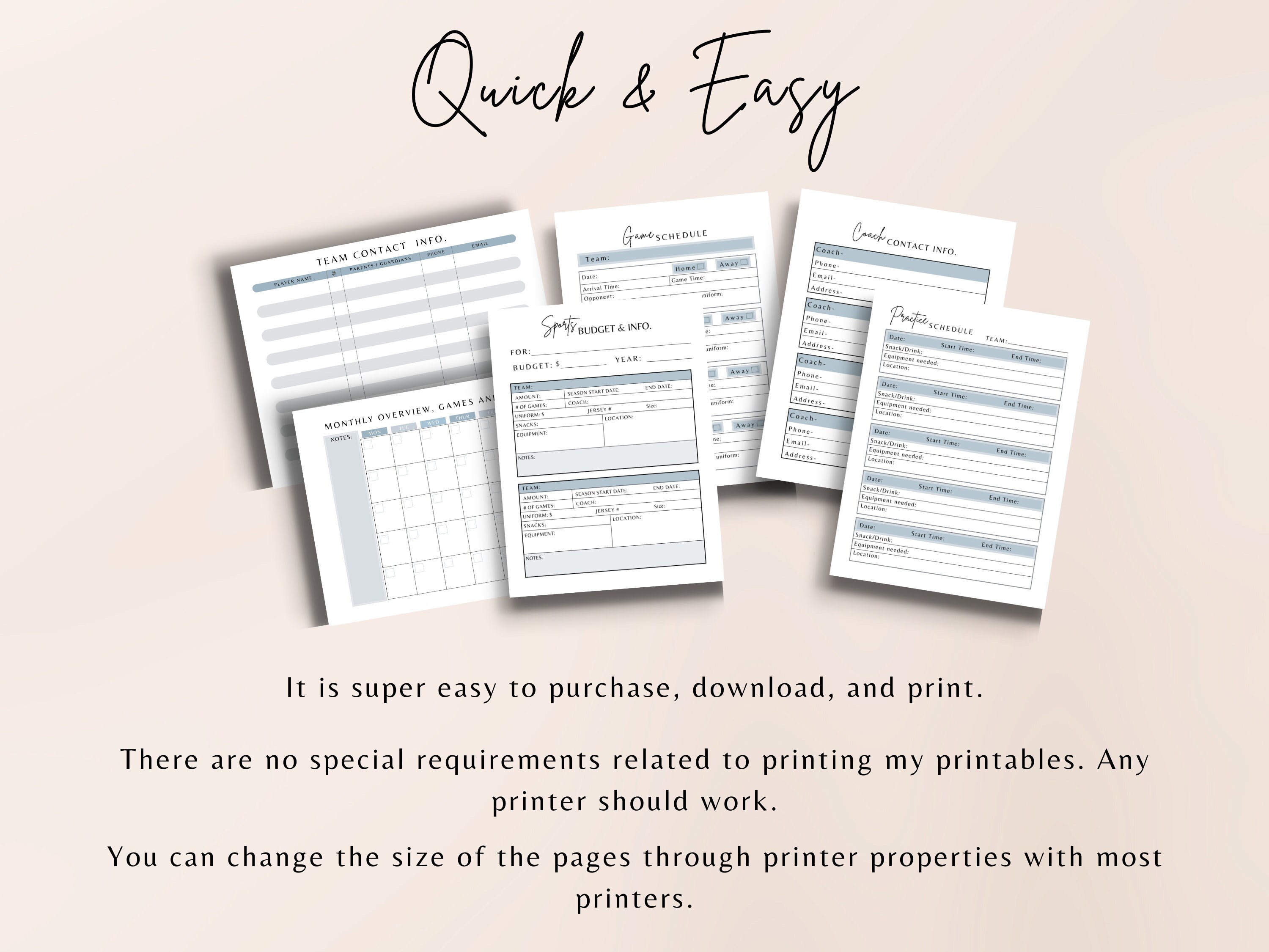 Sports Planner Printable Planner Planner Inserts Team - Etsy