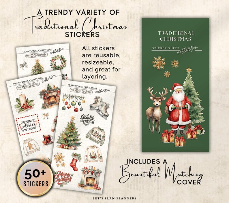 Christmas Stickers: Goodnotes Planner, Holiday PNG Set (digital ...