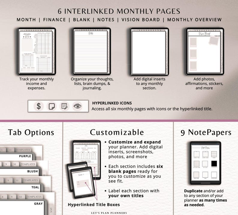 Digital Planner 2026, Weekly Daily Planner for iPad and Android Tablet ...