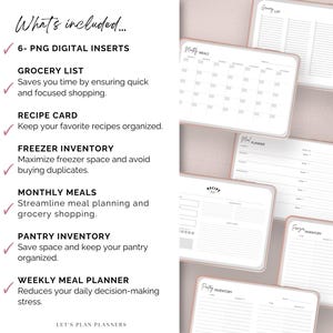 Meal Planner Digital Planner Inserts Goodnotes Monthly & Weekly ...