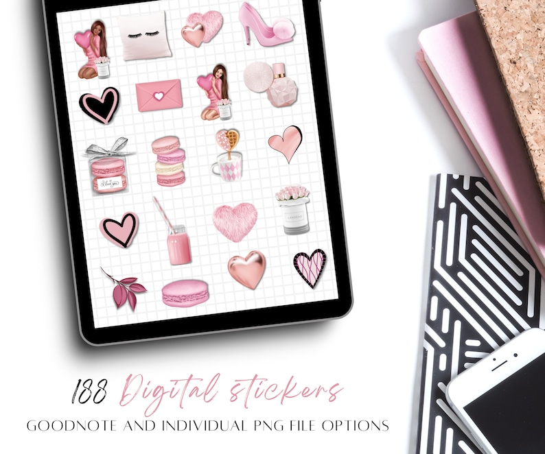 Valentine's Day Digital Stickers: 188 Pre-cropped Stickers (goodnotes ...