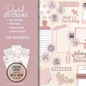 Digital Stickers Pink Everyday Goodnotes Sticker Sheets Individual PNG ...