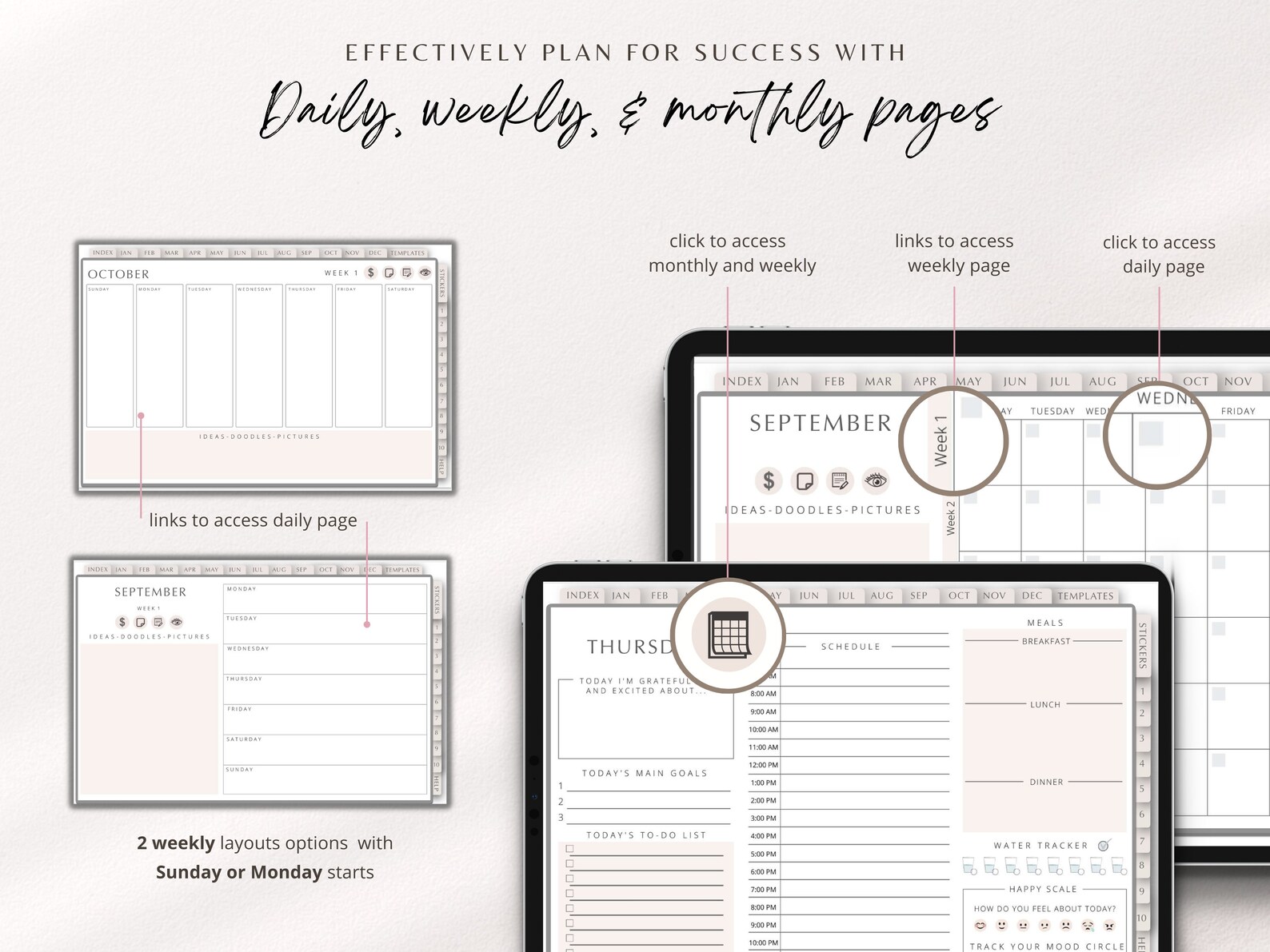 IPad Tablet and Phone Planner Digital Planner Undated Daily Weekly ...