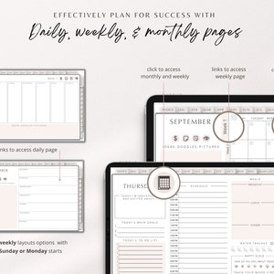 IPad Tablet and Phone Planner Digital Planner Undated Daily Weekly ...