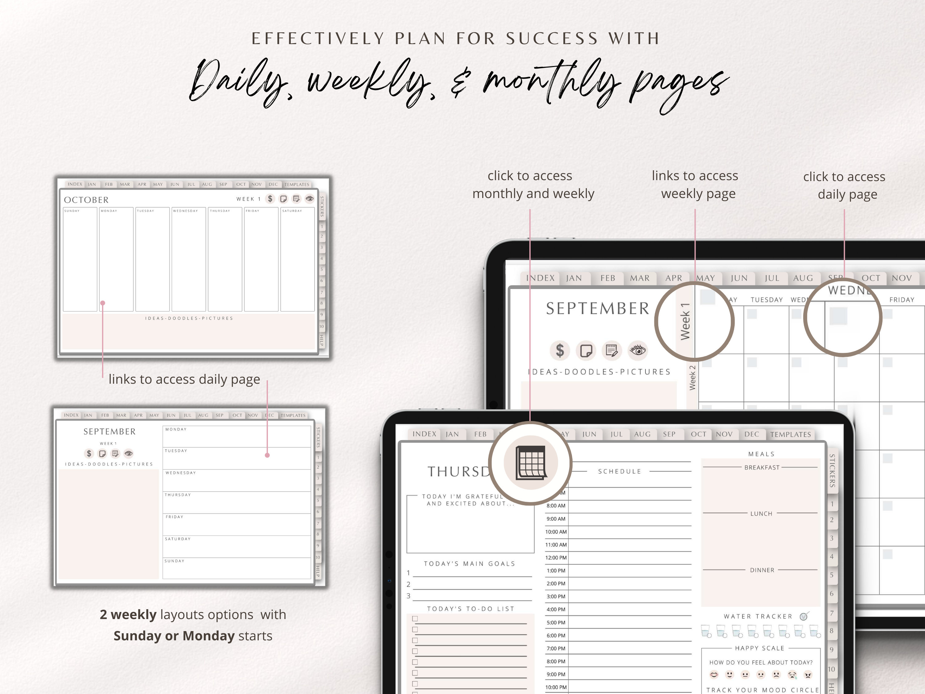 IPad Tablet and Phone Planner Digital Planner Undated Daily Weekly ...