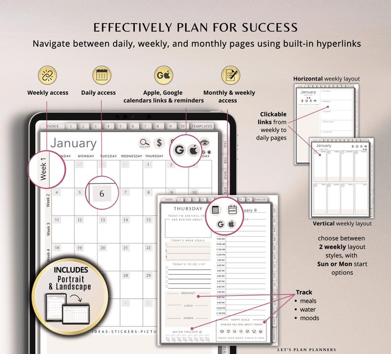 2026 Digital Planner Portrait Goodnotes and Notability Planner Template ...