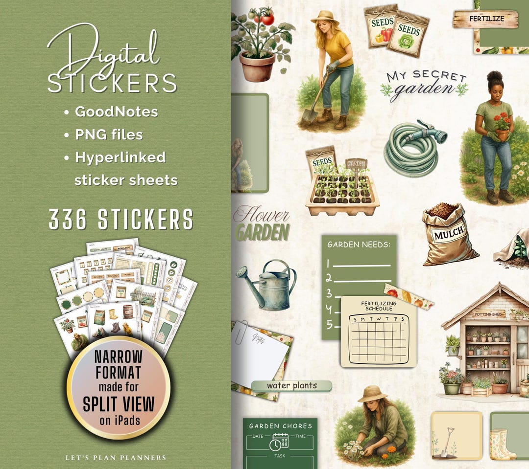 GARDENING STICKERS Goodnotes and PNG Summer Vegetable and Herb Garden ...