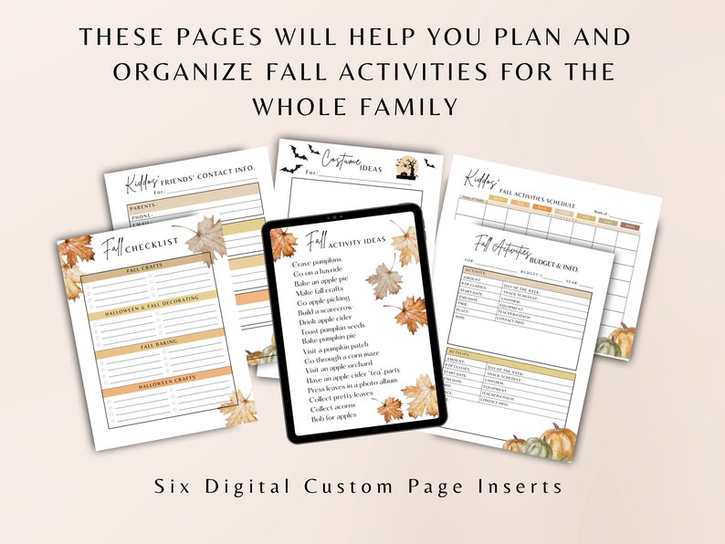 Fall Activities Planner Inserts: Digital Download for Goodnotes - Etsy